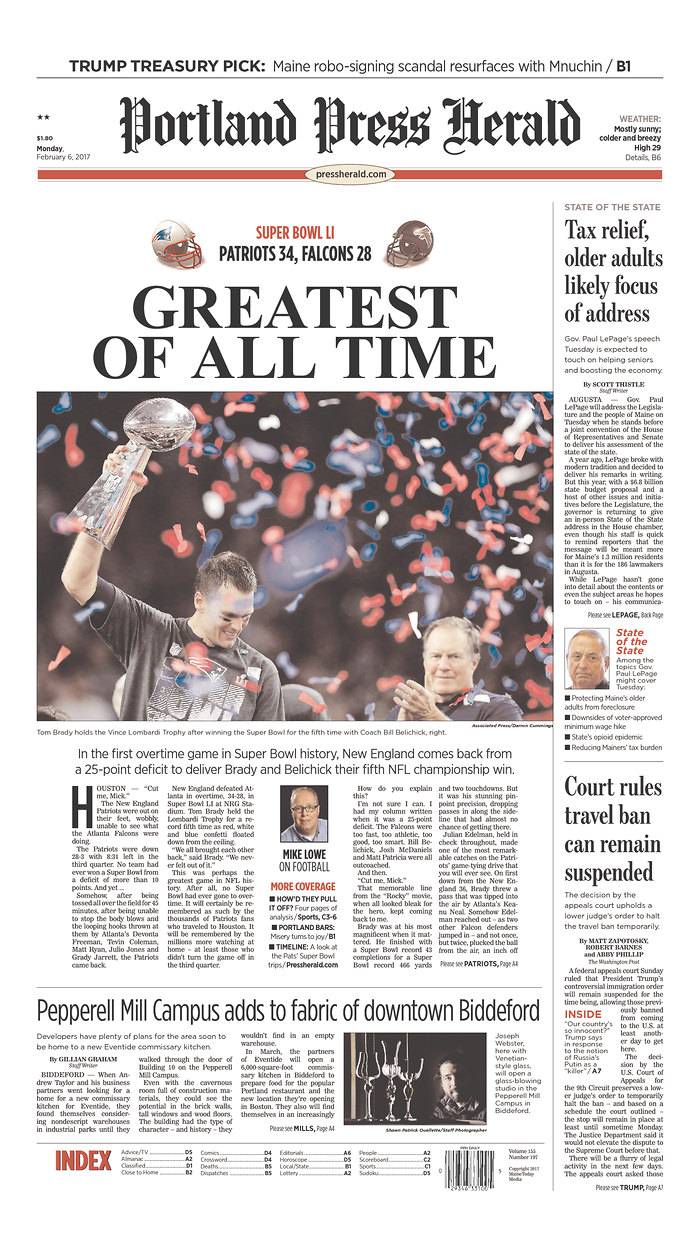 Patriots newspaper front pages: Boston Globe, Herald - Sports Illustrated