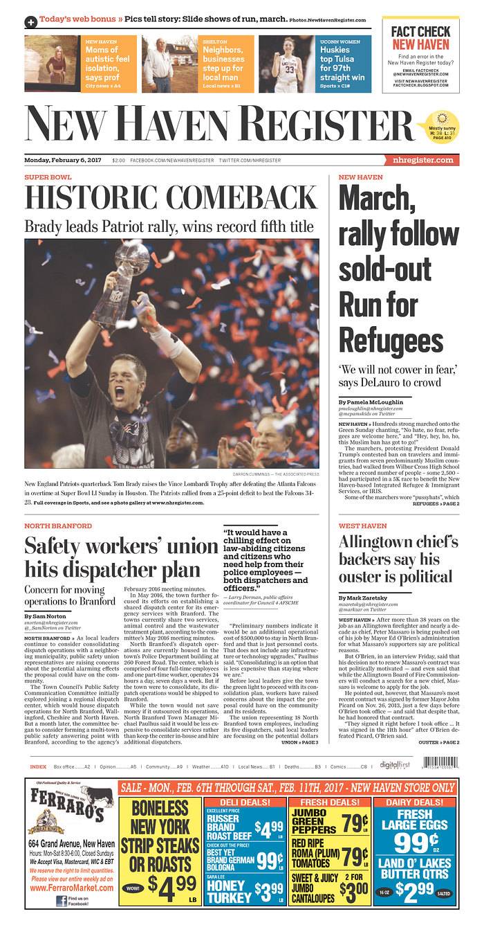 Patriots newspaper front pages: Boston Globe, Herald - Sports Illustrated