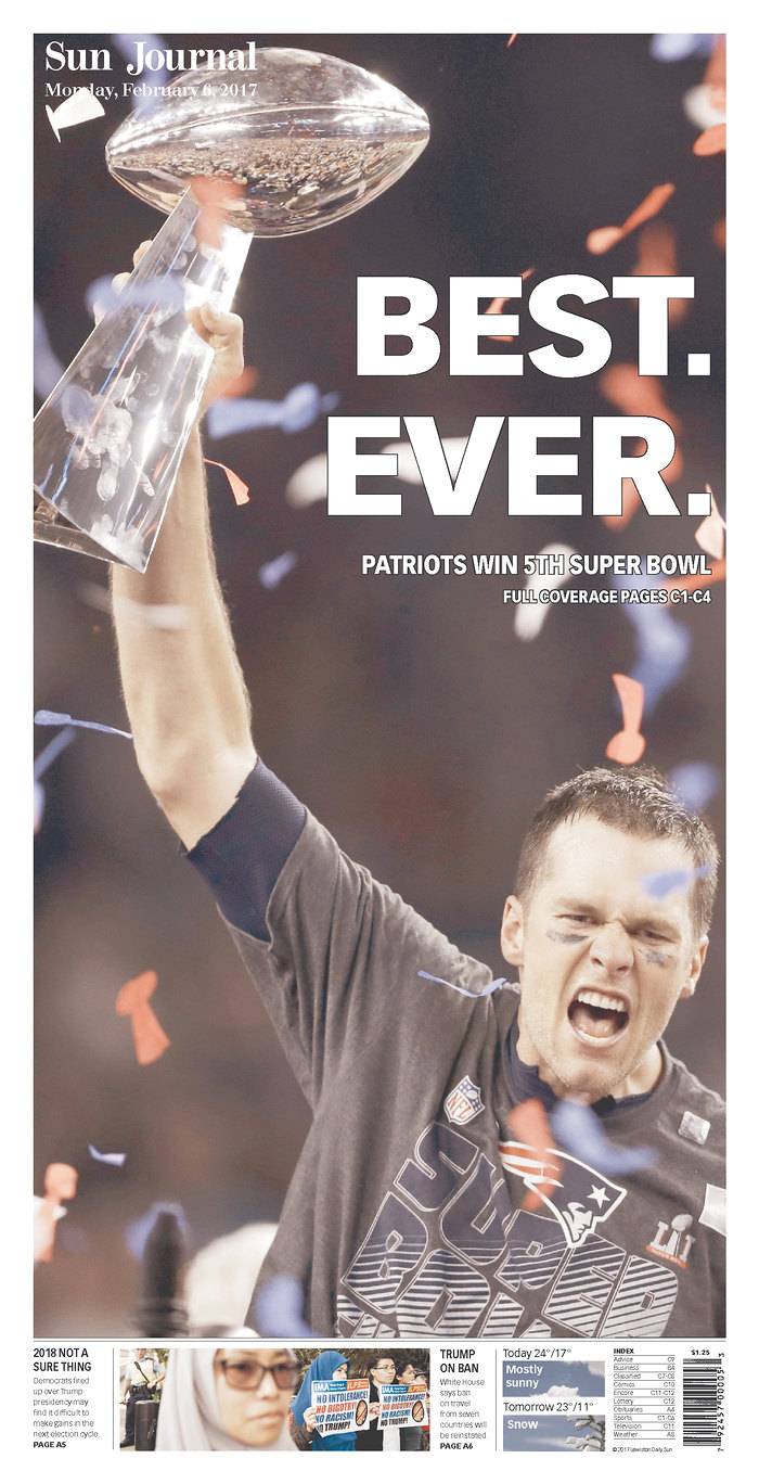 Patriots newspaper front pages: Boston Globe, Herald - Sports Illustrated