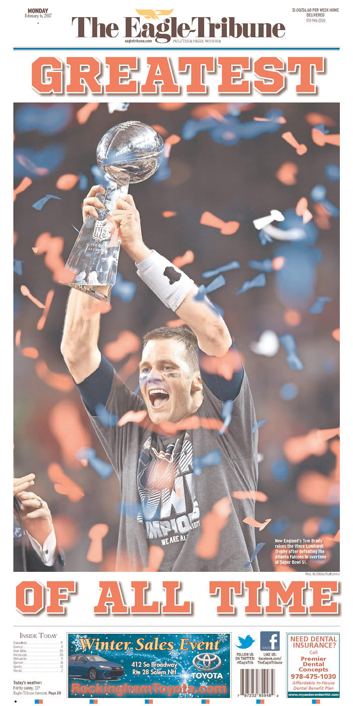 Patriots newspaper front pages: Boston Globe, Herald - Sports Illustrated