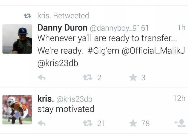 Texas vs TCU: Player on Twitter talking transfer during halftime ...