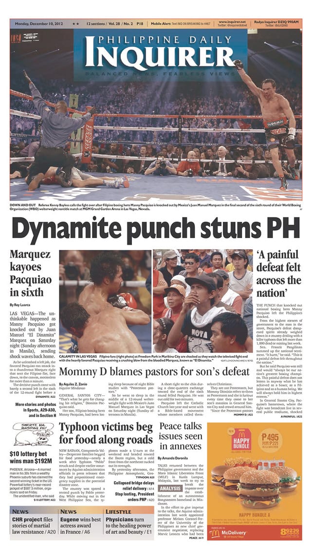 Pacquiao-Marquez Newspaper Front Pages - Sports Illustrated