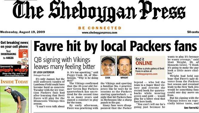 Brett Favre Newspaper Headlines - Sports Illustrated