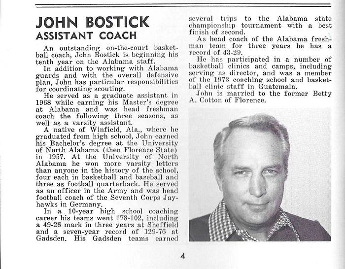 Alabama basketball-Crimson Tide Assistant Coach-John Bostick Dies ...