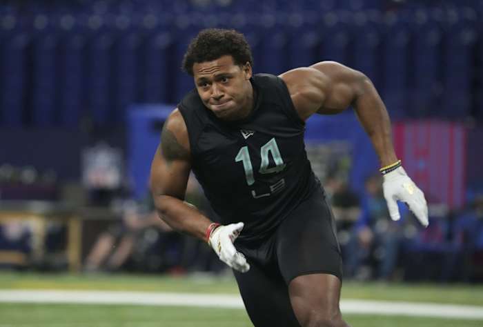 Isaiah Graham Mobley, Zion Johnson and Alec Lindstrom 2022 NFL Combine ...