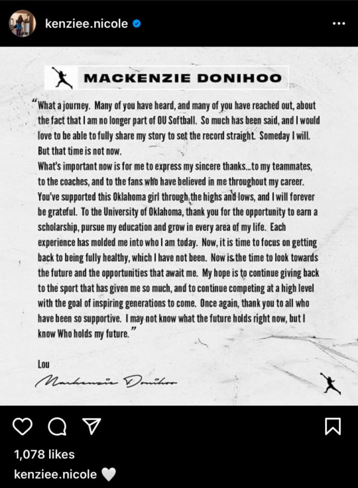 Mackenzie Donihoo Announces She is 'No Longer Part' of Oklahoma ...