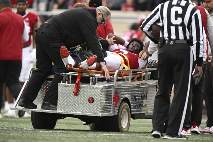 Indiana Quarterback Dexter Williams II Taken To Hospital After Leg ...