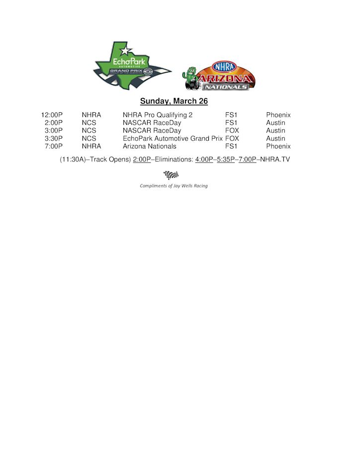 Here's your weekend racing schedule - Auto Racing Digest