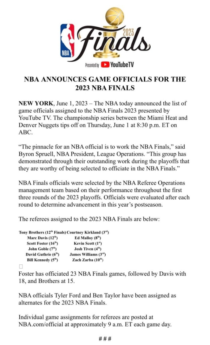 Popular Referee Scott Foster Among The Officials in NBA Finals Between ...