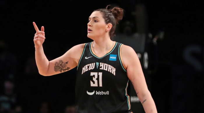 Liberty center Stefanie Dolson's dog Theo is the ultimate teammate ...