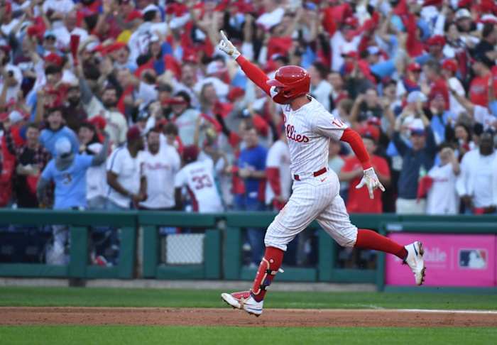 WATCH: Phillies' Rhys Hoskins Crushes Home Run, Spikes Bat in Game 3 of ...