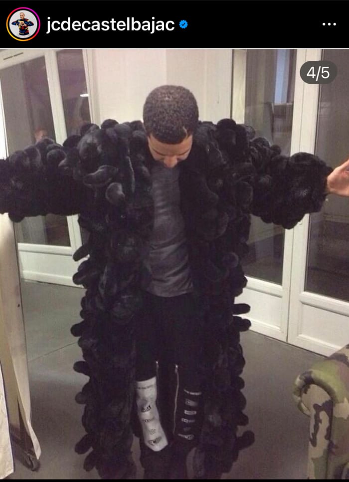 Drake Rocks Teddy Bear Jacket at Raptors Game - Sports Illustrated ...