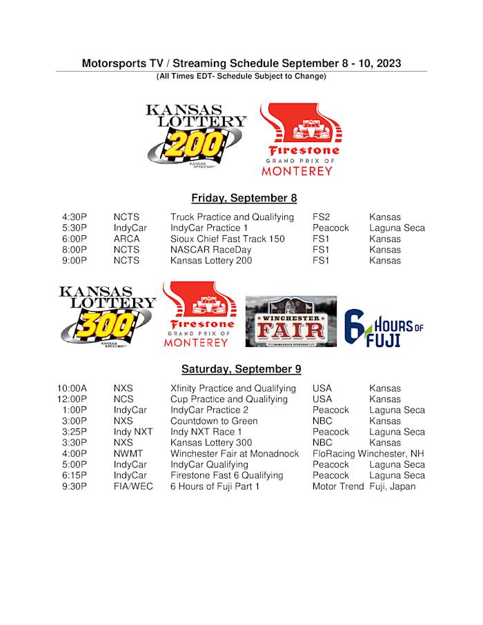 Plan your weekend schedule with our weekend racing schedule! - Auto ...