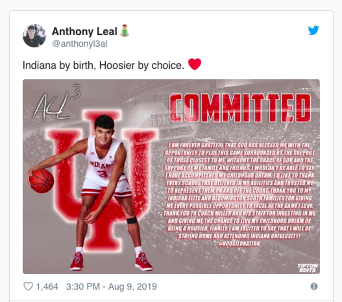 BREAKING: State's top recruit, Anthony Leal, picks Indiana - Sports ...
