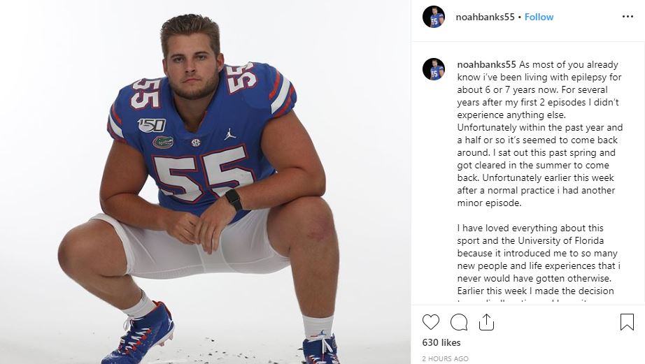 Gators OL Noah Banks medically retires from football - Sports ...