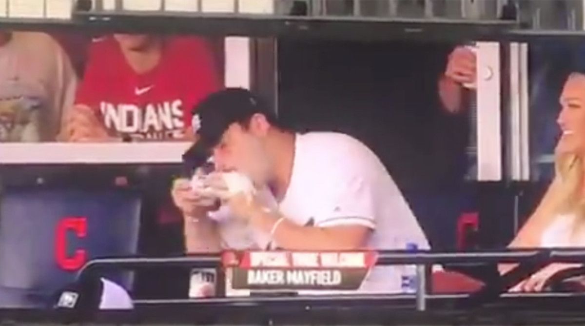 Baker Mayfield shotguns beer at Indians game (video) - Sports Illustrated