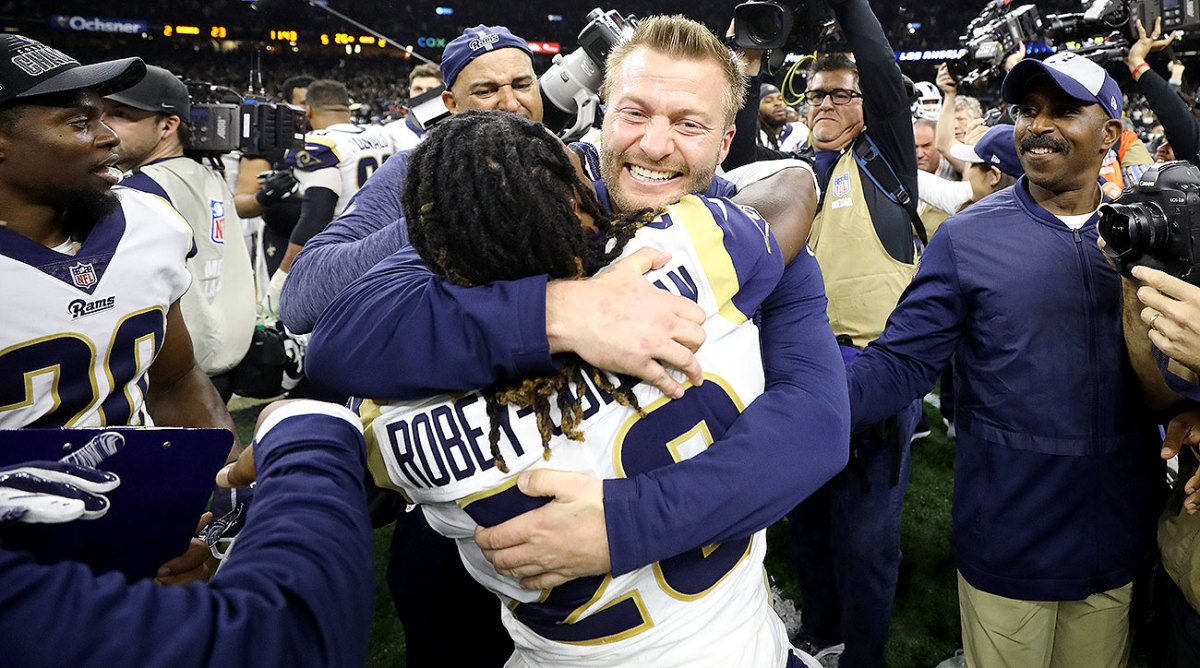 Rams celebrate after beating Saints in bizarre NFC title game - Sports ...