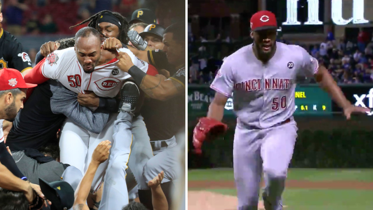 Cubs vs. Reds: Amir Garrett runs away from Kyle Schwarber (video ...