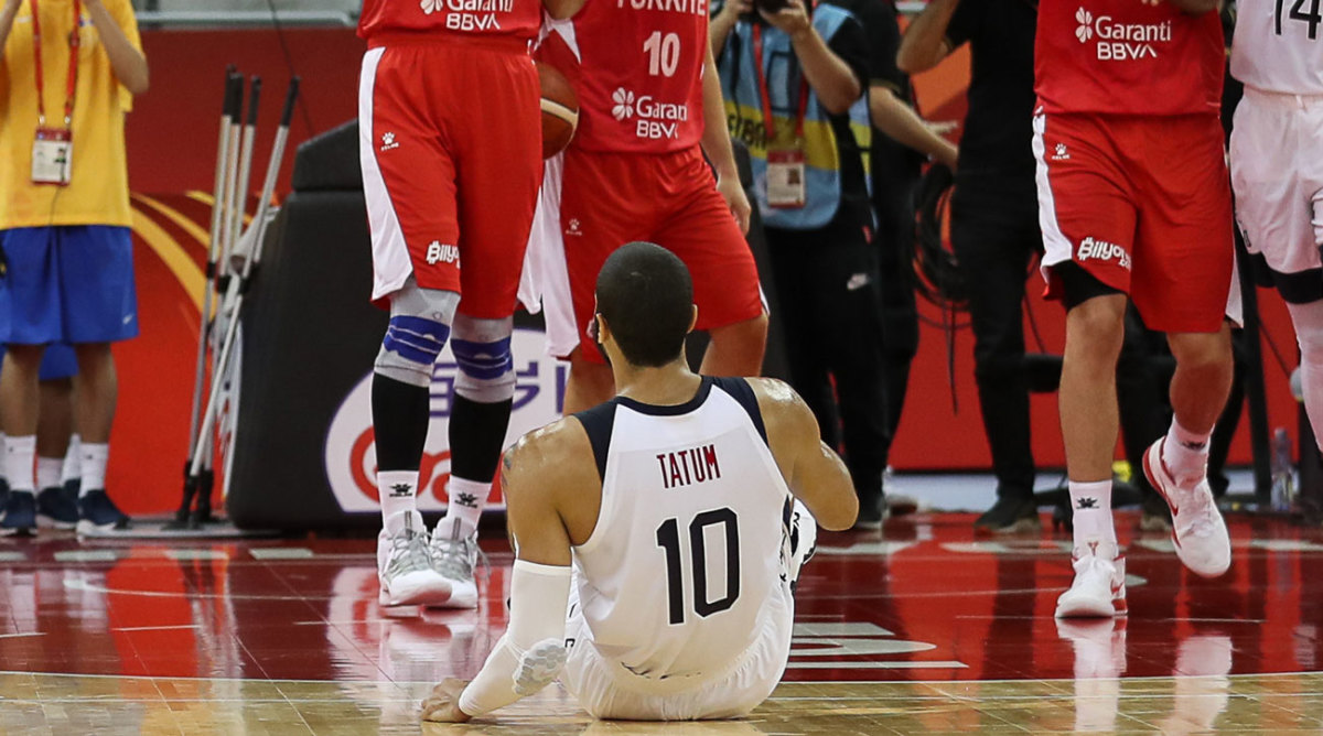 Jayson Tatum injury: Celtics star sprains ankle in USA win vs Turkey ...