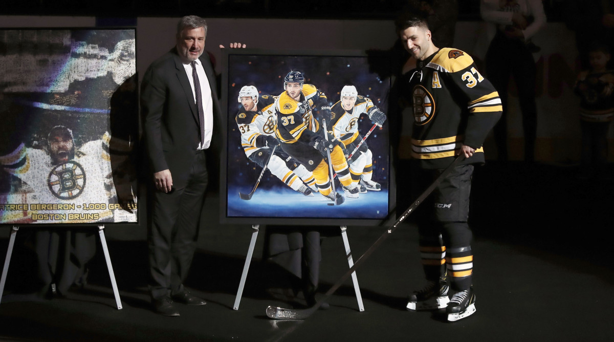 Boston Bruins honor Patrice Bergeron with ceremony for 1,000th game ...