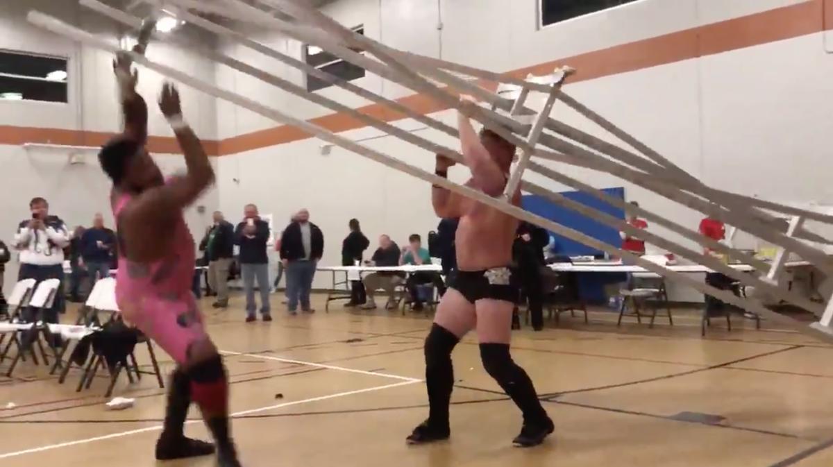 Wrestler Shane Mercer uses bleachers as weapon (video) - Sports Illustrated