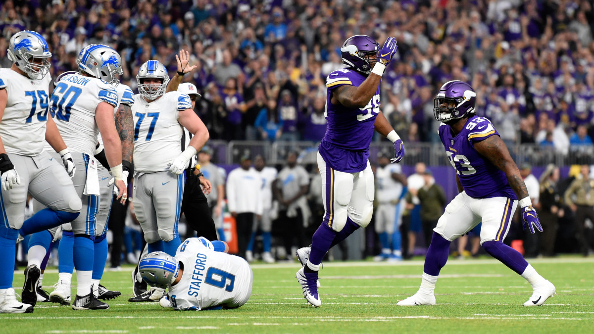 Vikings sack record: Minnesota records 10 sacks vs. Mattew Stafford ...