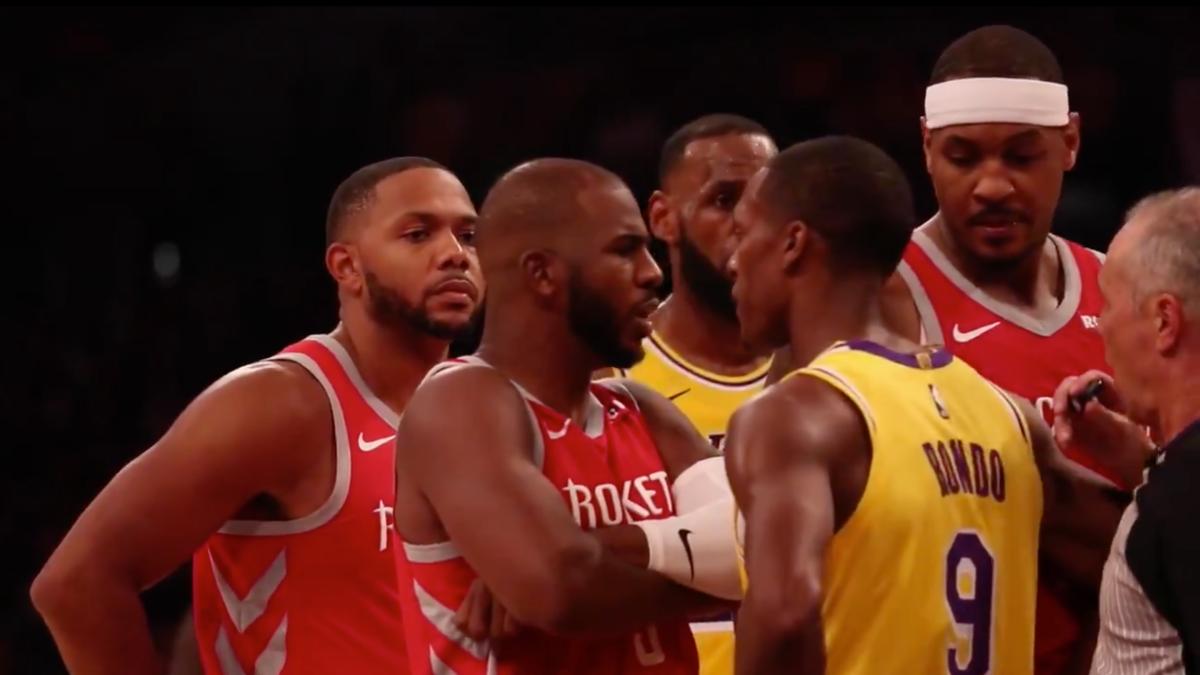 Lakers-Rockets fight: NBA investigating Rondo, Chris Paul scuffle ...