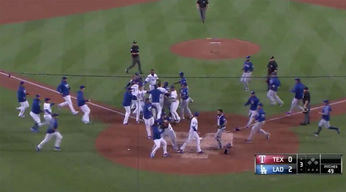 Dodgers Rangers brawl video: Kemp runs over Robinson Chirinos - Sports ...