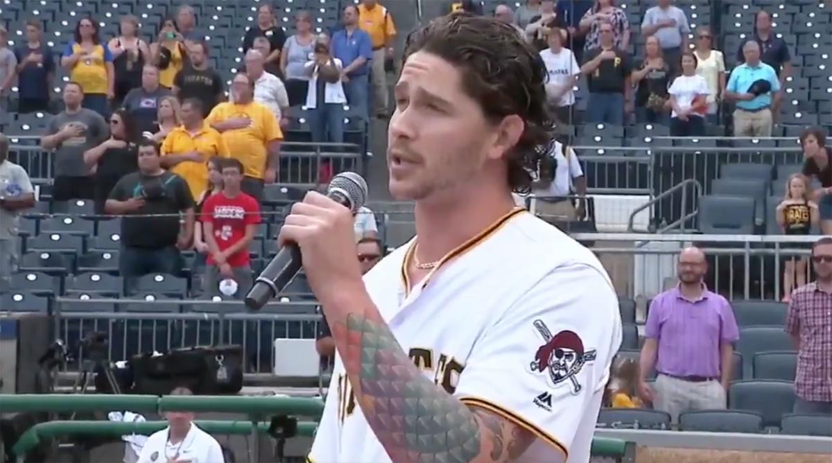 Steven Brault national anthem video: Pirates LHP sings vs Brewers ...