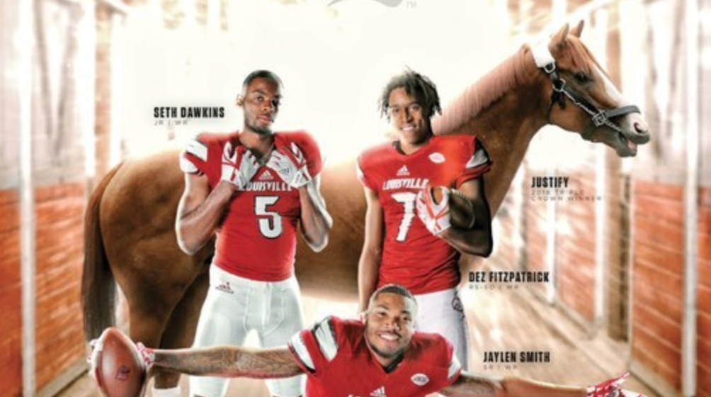 Justify makes Louisville's 2018 football media guide cover - Sports ...