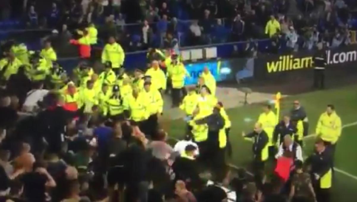 Everton ball boy rescued amid Europa League fan violence (VIDEO ...