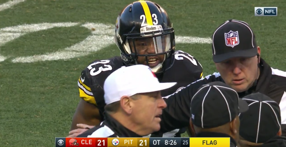 Steelers' Mike Mitchell pleads with referees with microphone on ...