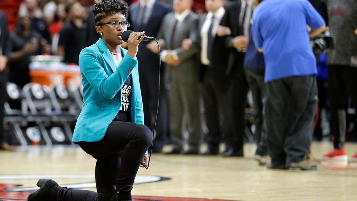 Heat national anthem singer takes knee - Sports Illustrated
