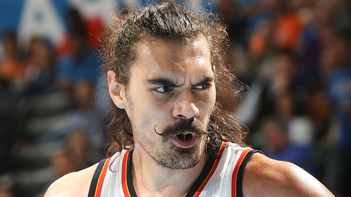 Steven Adams dunks on Draymond Green - Thunder-Warriors - Sports ...