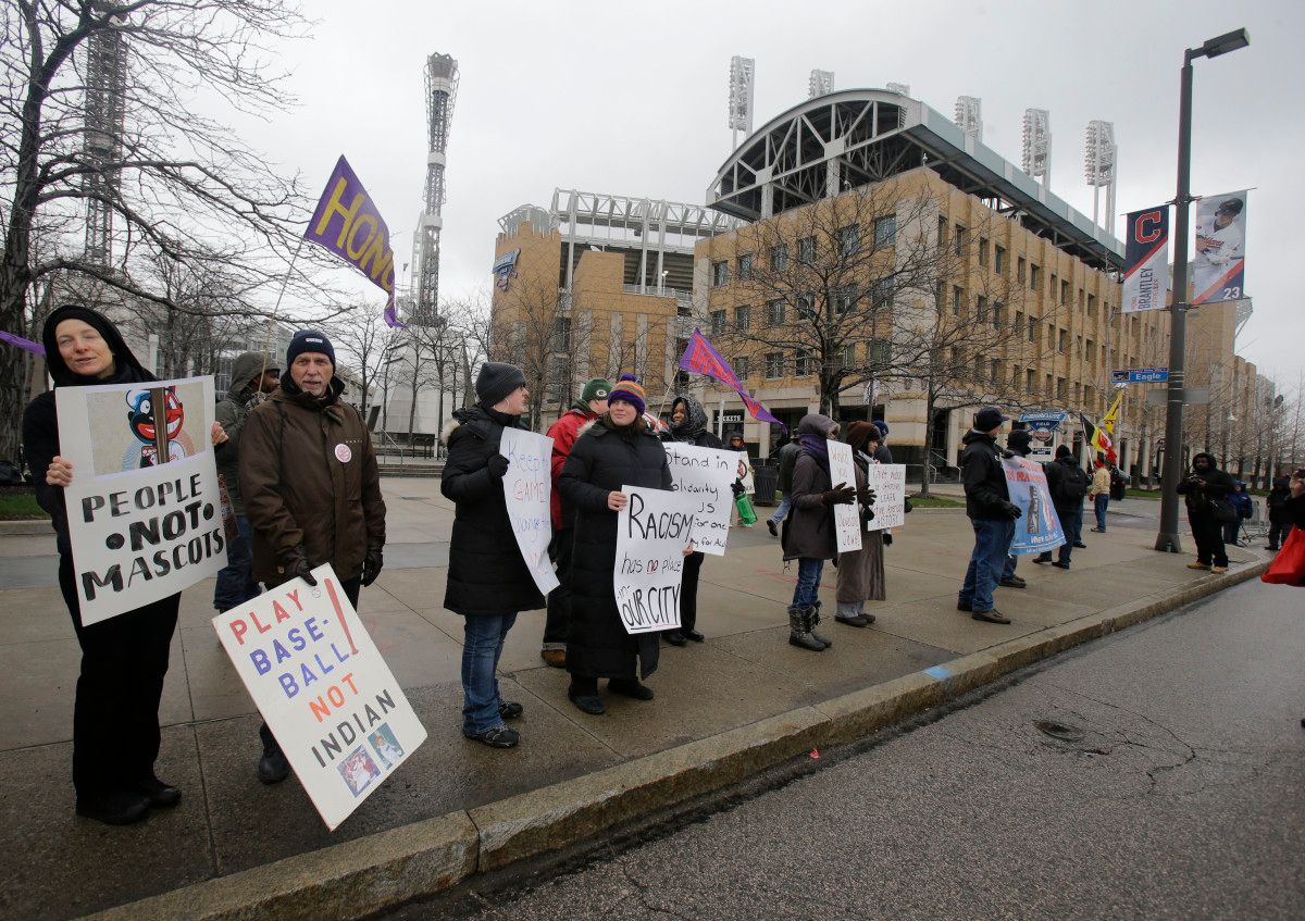 Small group protests Indians' use of Chief Wahoo logo - Sports Illustrated