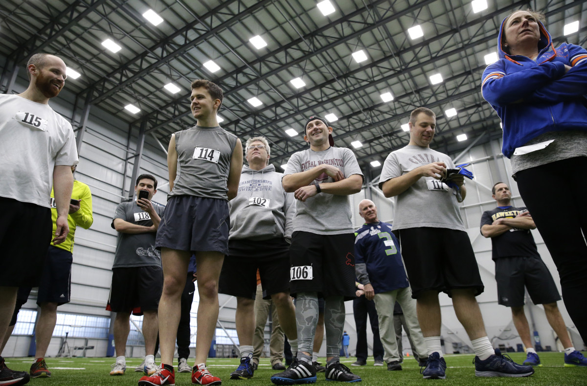 Chance to try NFL combine drills fun but humbling experience - Sports ...