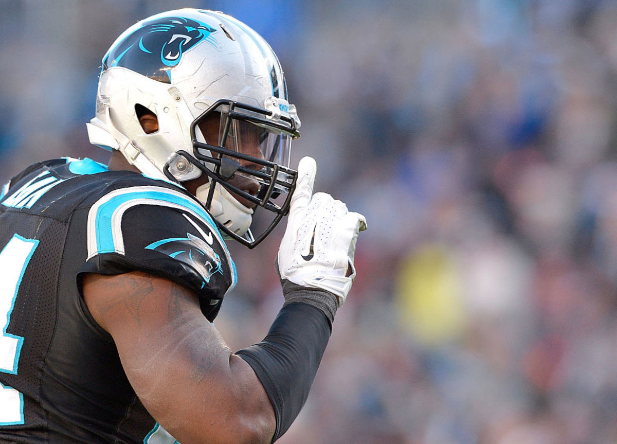 Kony Ealy interception: Panthers LB intercepts Peyton Manning - Sports ...