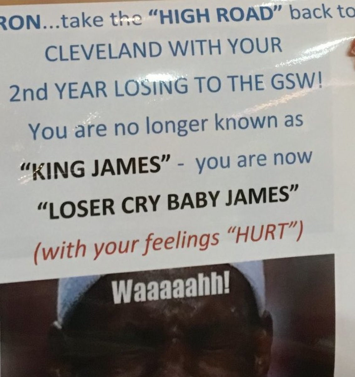 LeBron James: Warriors fan's NBA Finals sign (photo) - Sports Illustrated