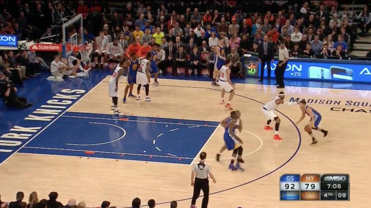 Video: Stephen Curry hits shot after Melo puts hand on his head ...