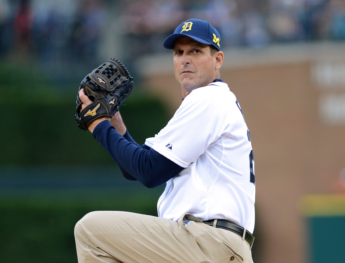 Michigan’s Jim Harbaugh coaches first for Detroit Tigers - Sports ...