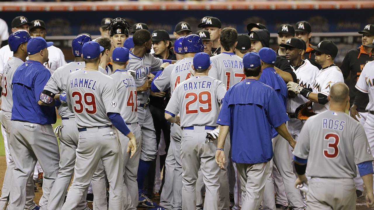 Cubs' Junior Lake prompts bench clearing against Marlins - Sports ...