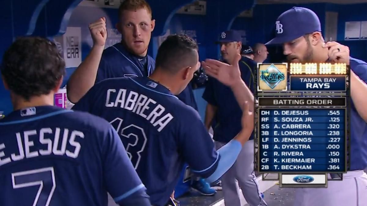 Tampa Bay Rays rookie Allan Dykstra fouled a ball off his face - Sports ...
