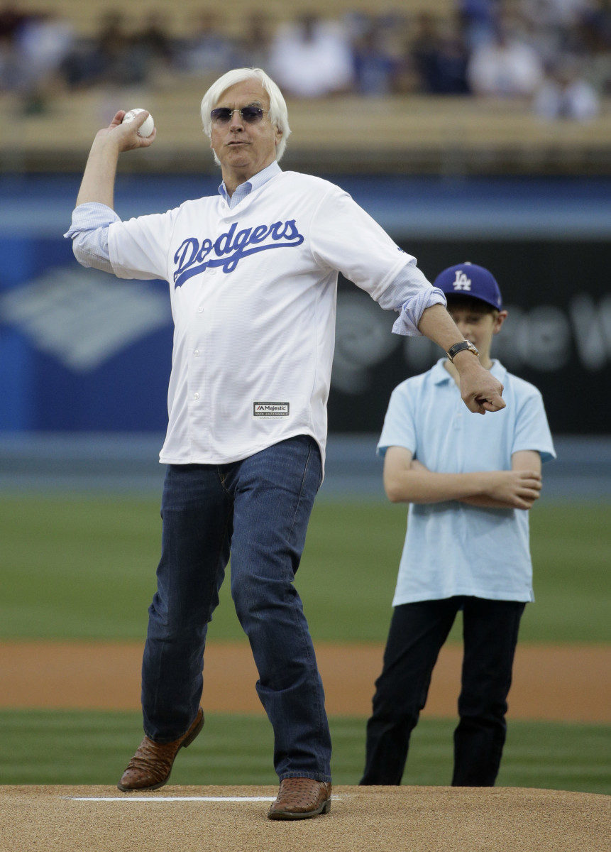 Triple Crown trainer Bob Baffert tosses 1st pitch at Dodgers - Sports ...