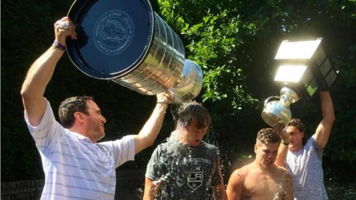 Los Angeles Kings' coach uses Stanley Cup Kings for Ice Bucket ...