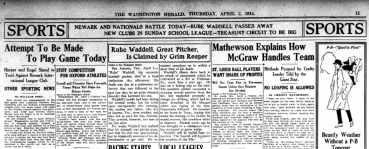 This Day in Sports 100 Years Ago: April 2, 1914, "Attempt To Be Made To ...