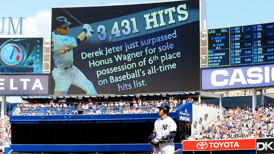 Derek Jeter sixth on all-time hits list, though official records up for ...