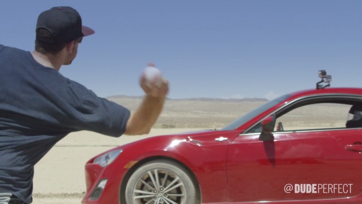 Dude Perfect takes some cars out to the desert for cool baseball tricks ...