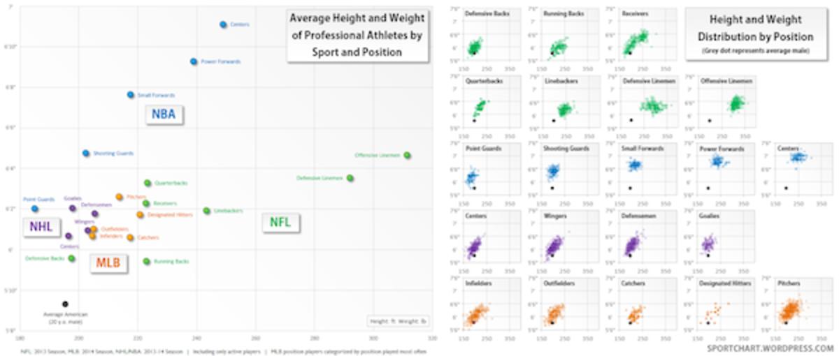 Infographic: Height and Weight Distribution of Professional Athletes ...