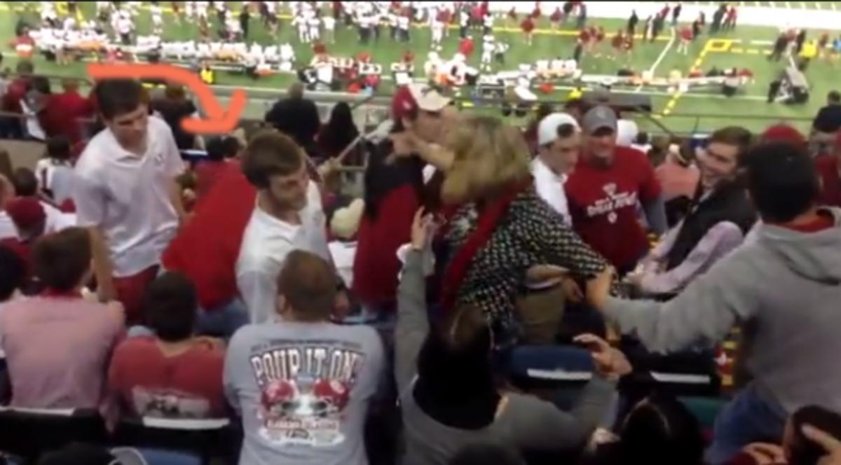 Watch an Angry Female Alabama Fan Jump an OU Student in the Sugar Bowl Stands - Sports Illustrated