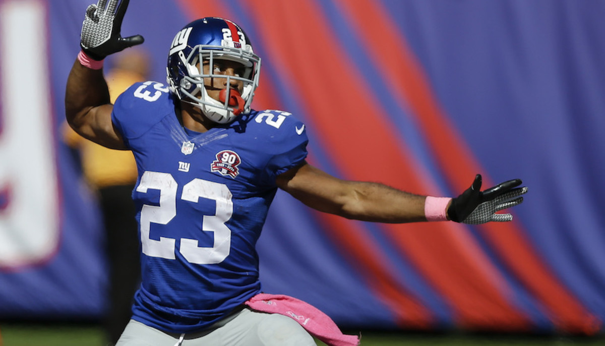 New York Giants running back Rashad Jennings leaves game after knee ...